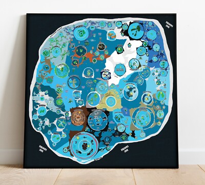 Flat Earth Map Terra Infinita Realm Poster Lands Beyond The Ice Wall ...
