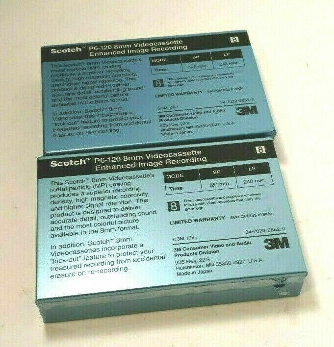 2 Scotch Video Cassette 8mm P6-120 NTSC 106m | eBay