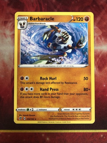 Pokemon Card Barbaracle Rebel Clash #104/192 | eBay