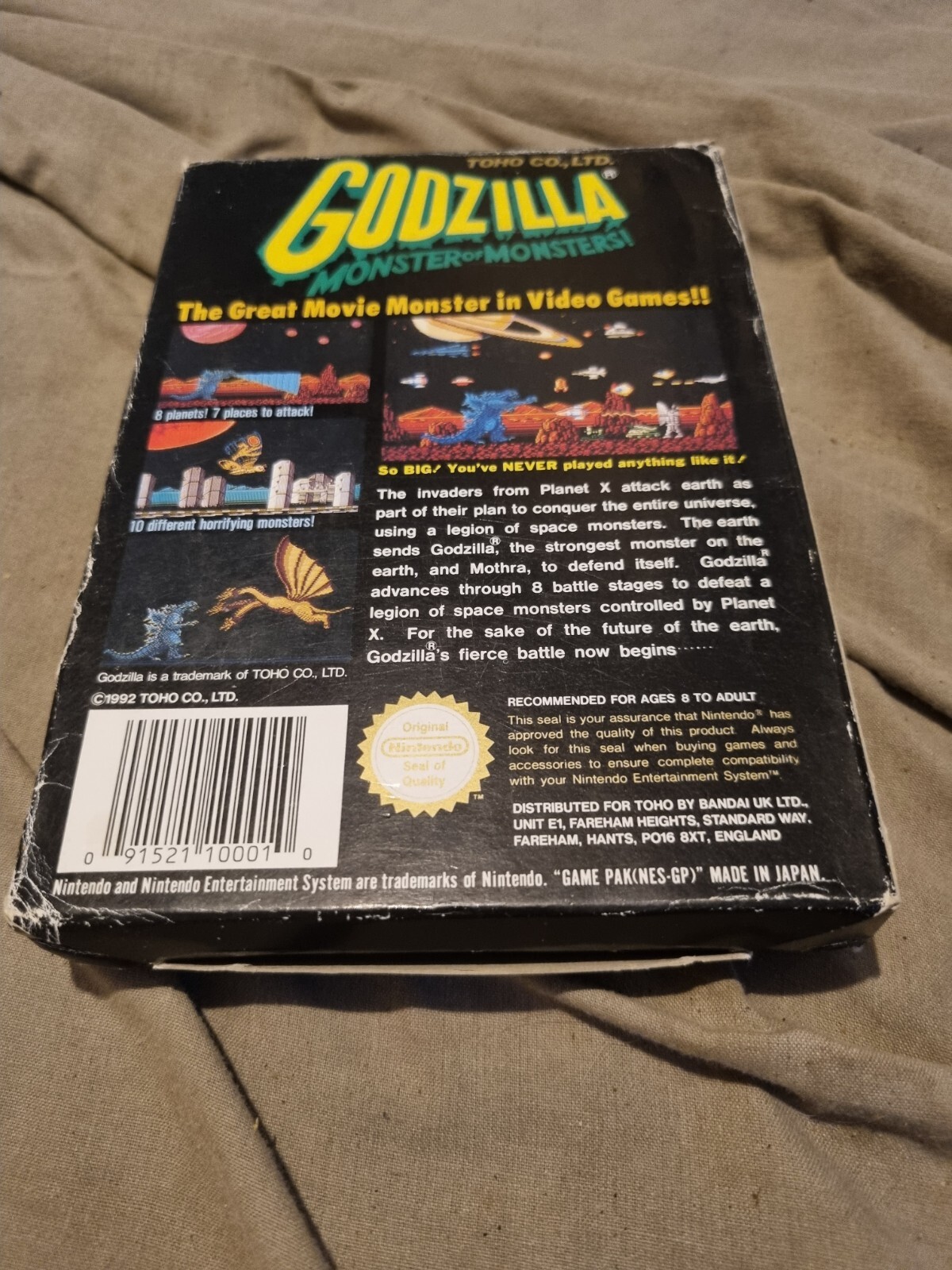 godzilla nes very rare complete with original box ,manual outer plastic ...