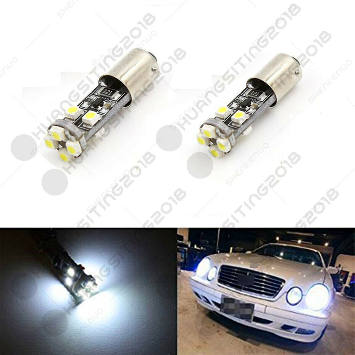 Xenon White Error Free 64132 H6W LED Bulbs For Mercedes Parking Lights ...