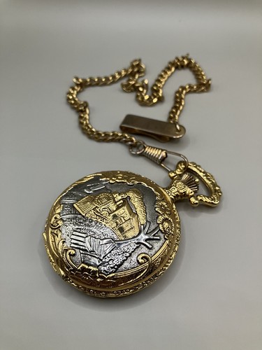 EXCELLENT Pre-owned Steam Locomotive Pocket Watch Quartz w Fob and NEW ...