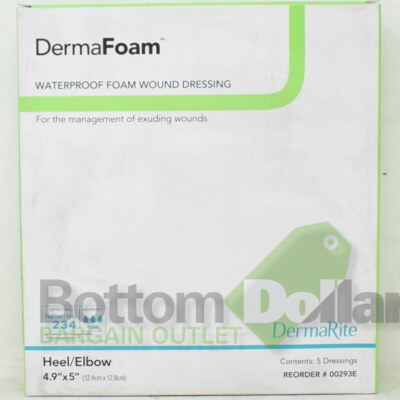 DermaRite DermaFoam 5-Pack Waterproof Foam Heel/Elbow 4.9" x 5" Wound ...