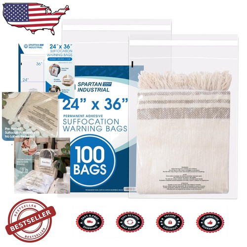 Bulk 24x36 Poly Packaging Bags 100ct Easy Seal Suffocation Warning ...