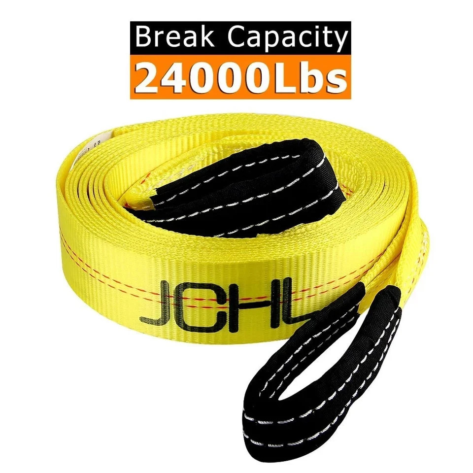 Recovery Tow Strap with Reinforced Loops 2Inx20Ft Heavy Duty 24000Lb ...
