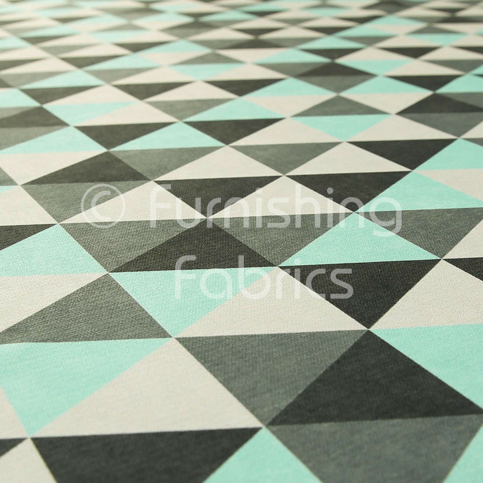 Designer Geometric Triangle Pattern Teal White Grey Interior Upholstery ...
