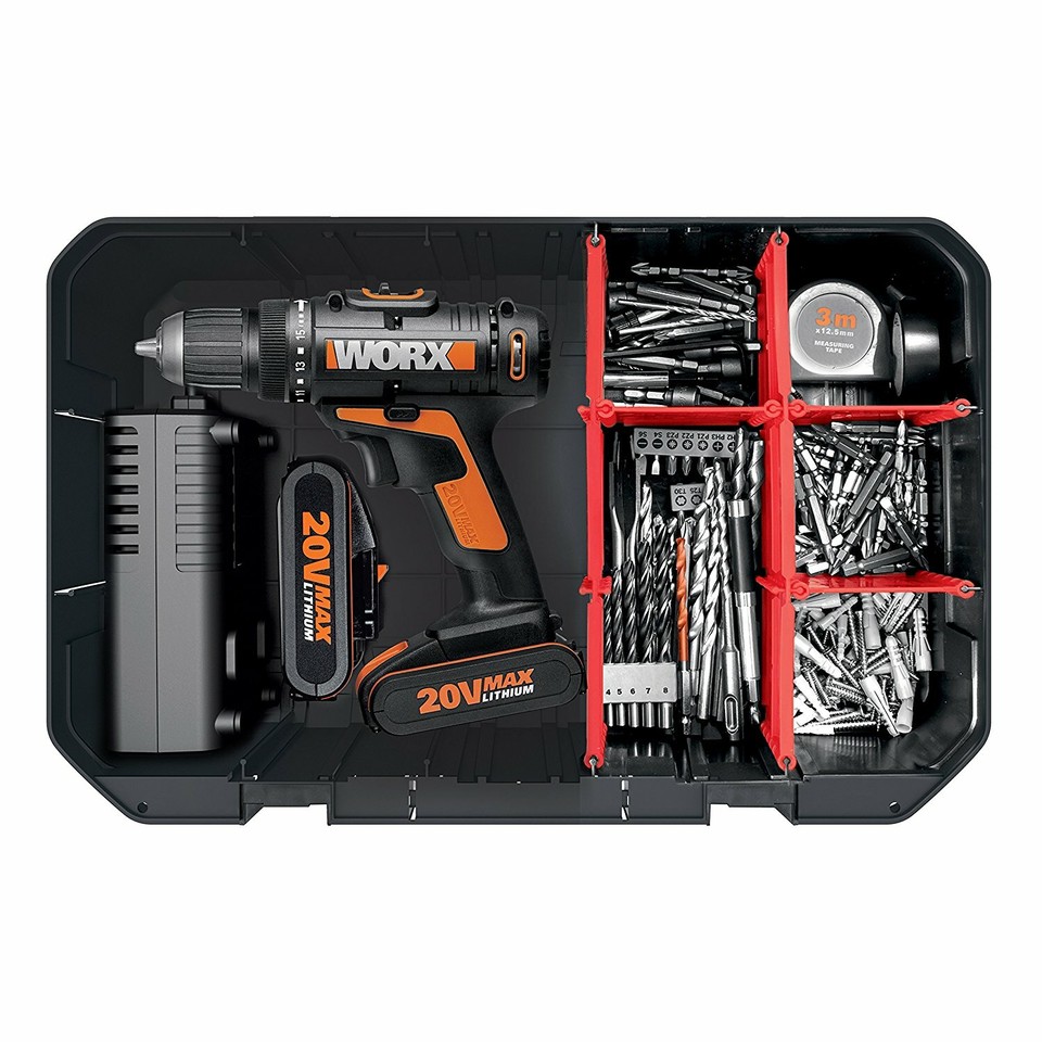 WORX WA0071 Carry Case Tool Organiser Storage Black Tool Box Dividers ...