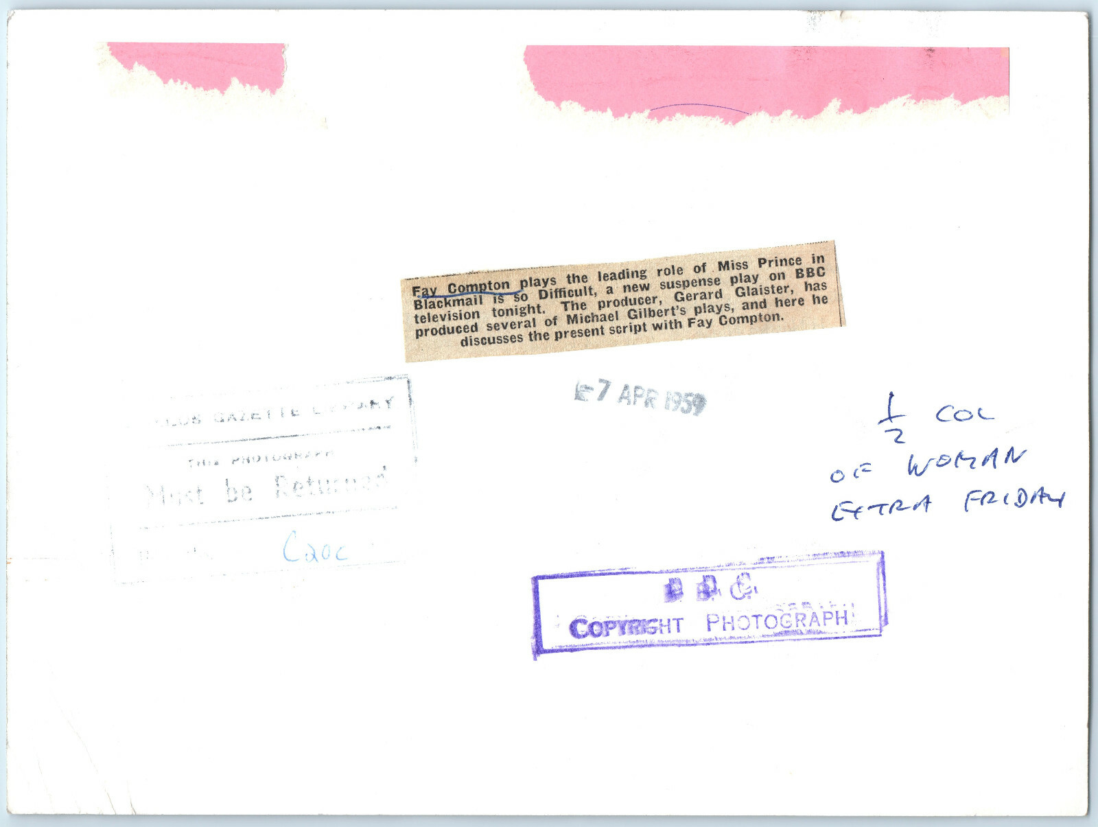 Actress Fay Compton & Producer Gerard Glaister Original BBC Press Photo ...