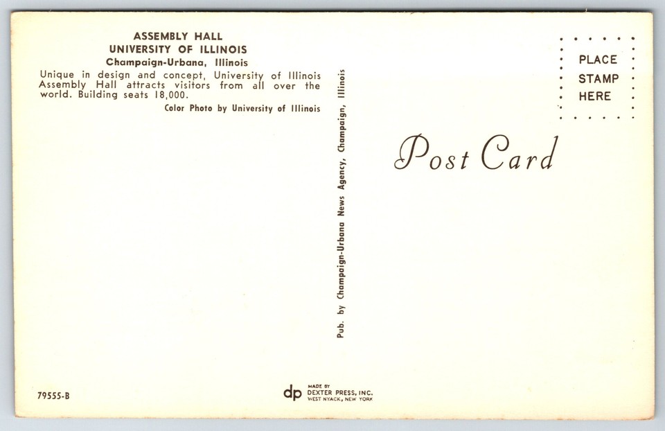 Champaign-Urbana Illinois~University of Illinois~Assembly Hall~1950s ...