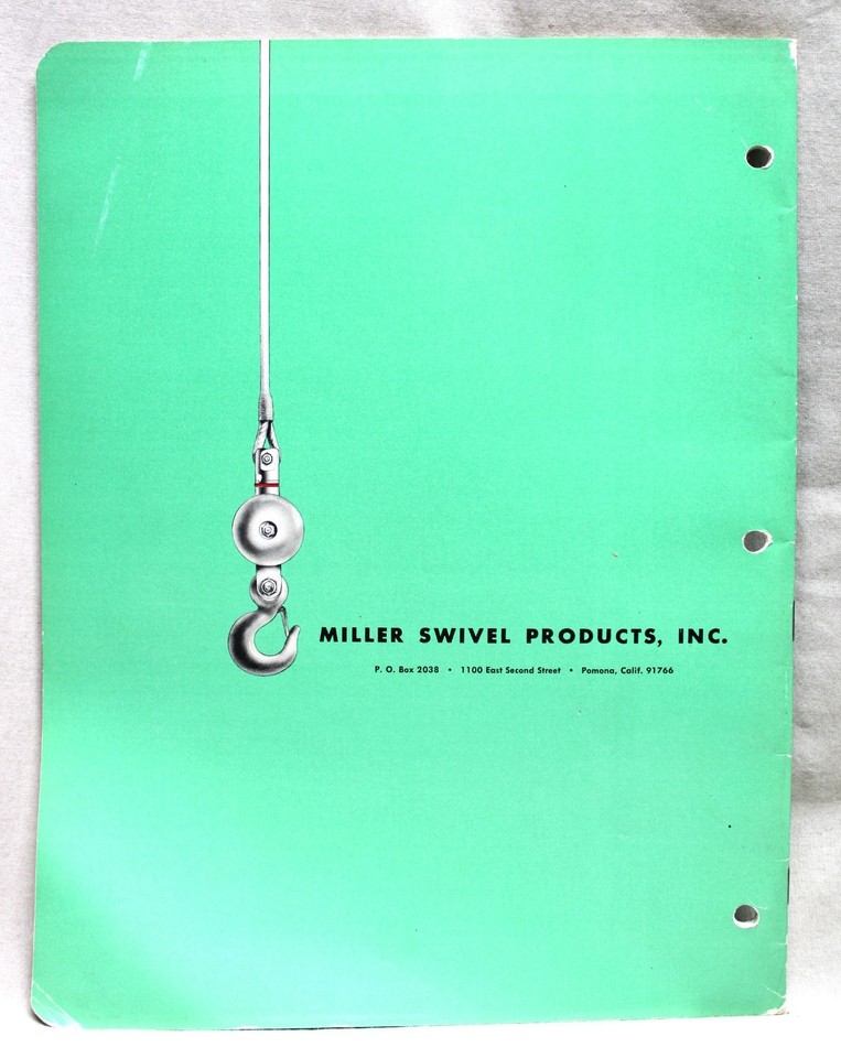 MILLER SWIVELS PRODUCTS ADVERTISING SALES CATALOG NO.65 VINTAGE TOOLS ...