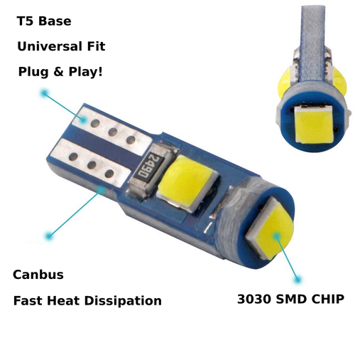 T5 286 CANBUS LED BULBS DASH CLUSTER VISOR INTERIOR WHITE RED GREEN ...
