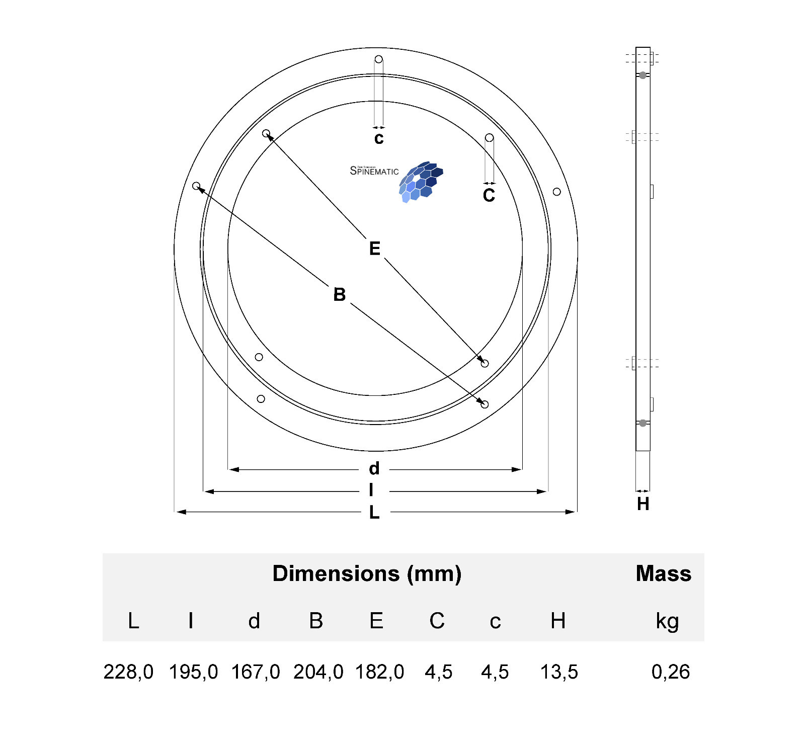 Drehkranz Ø 230mm Drehlager Drehteller Drehscheibe Lenkkranz Drehplatte ...