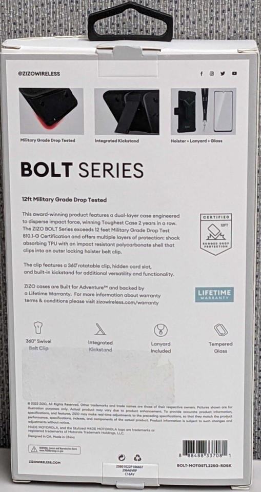 ZIZO BOLT for Moto G Stylus 5G (2022) with Belt Clip, Tempered Glass ...