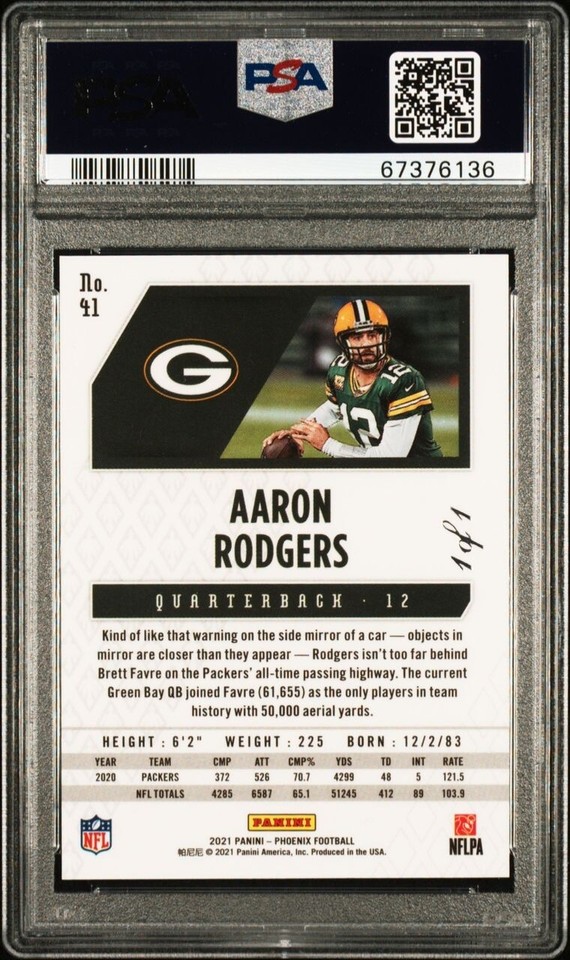2021 Phoenix Aaron Rodgers Gold 1/1 | eBay