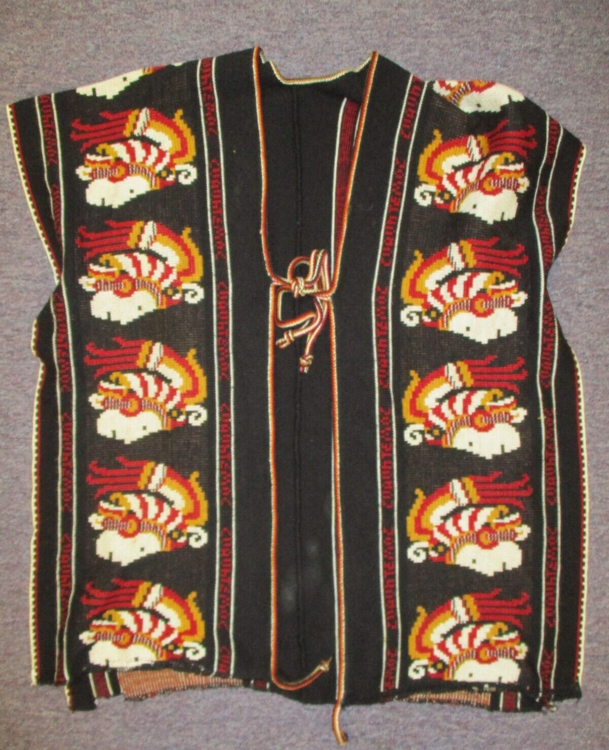 Vintage 1970’s Aztec Cuauhtemoc Emperor Poncho Serape… - Gem