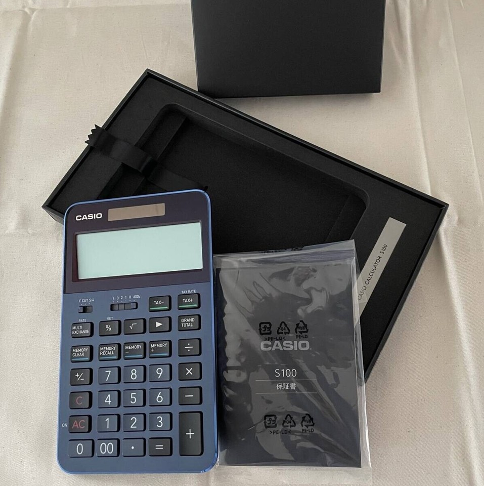Casio Calculator S100BU Premium 50th Flagship model Aluminum body Navy ...