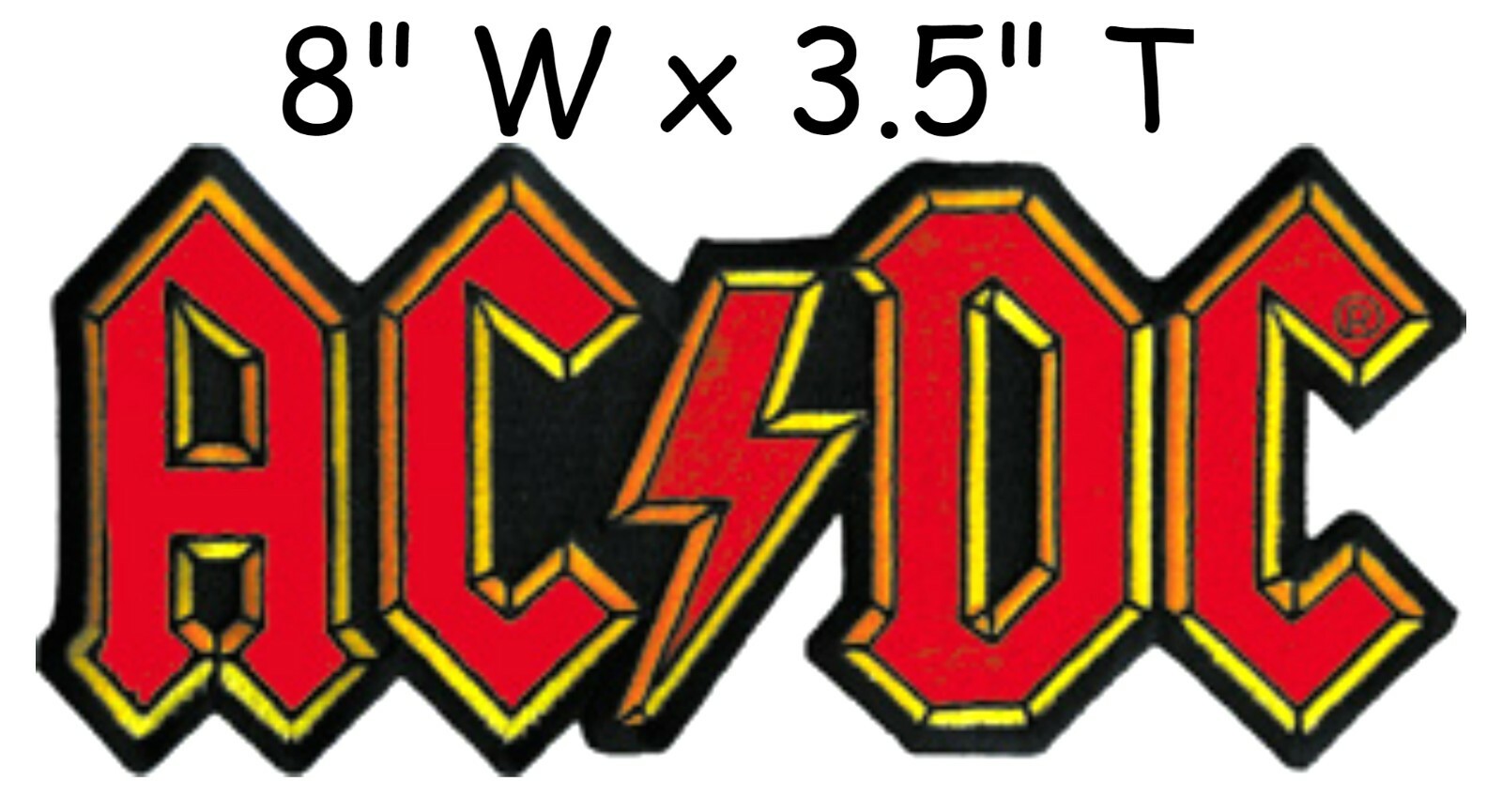 Large AC/DC Embroidered Iron On Patch - 8 INCH Logo Rock Roll Music ...