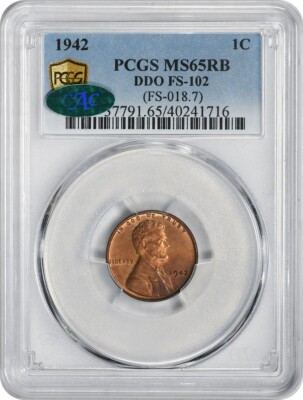 1942 Lincoln Cent DDO FS-102 MS65RB PCGS (CAC) | eBay