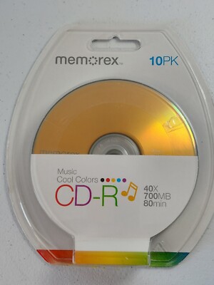 MEMOREX CD-R MUSIC COOL COLORS 40X 700MB 80MIN - 10 PK (New) | eBay