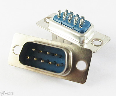 1pc 2 Rows DB9 D-Sub 9pin Male Chassis Solder Serial Port Connector for ...