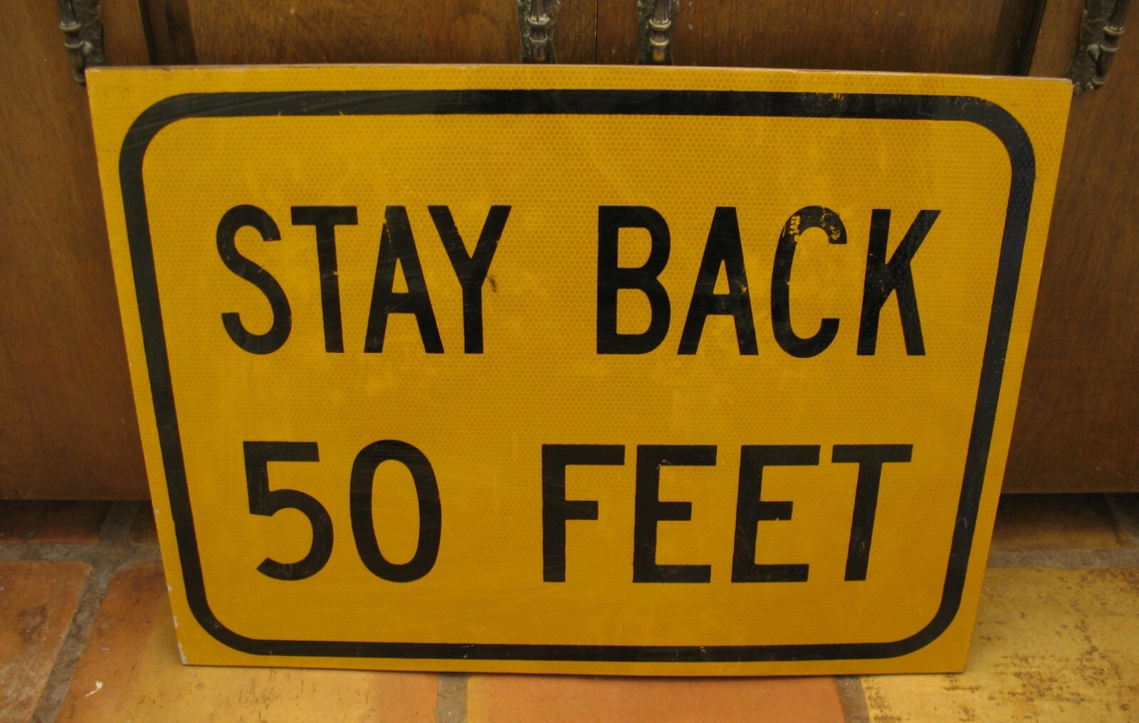 E12 - STAY BACK 50 FEET VINTAGE PLYWOOD ROAD STREET SIGN | eBay