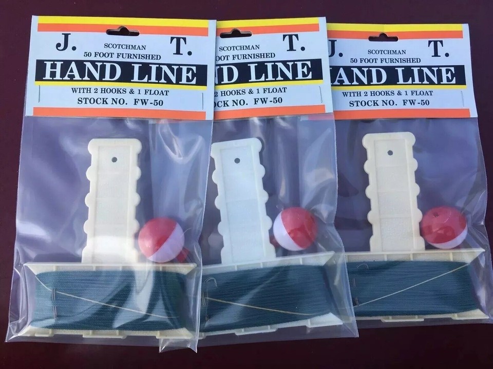 3 Vintage 50’ Fishing Handlines Includes Hooks Float Pier Dock Crab ...