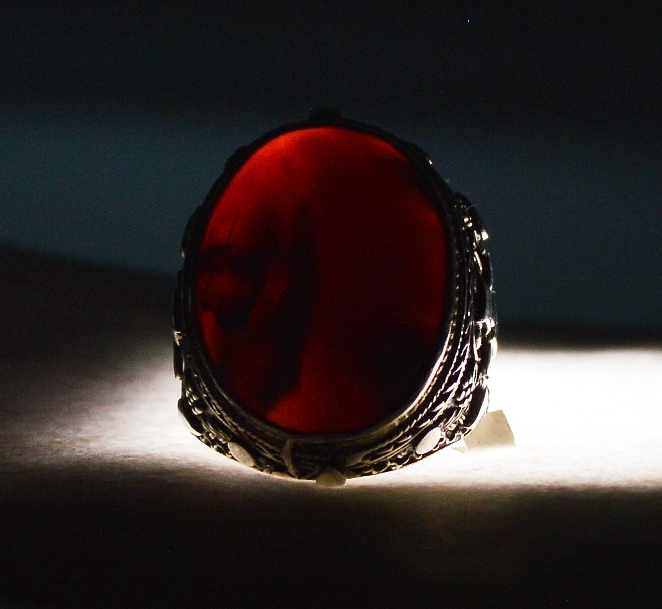 RARE Yemeni Dark Red Saffron Aqeeq Agate Islamic Charm Silver Men Ring ...