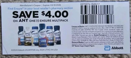 ENSURE Coupon Lot Save $4.00 x 25 each Exp 3/31/2026 | eBay