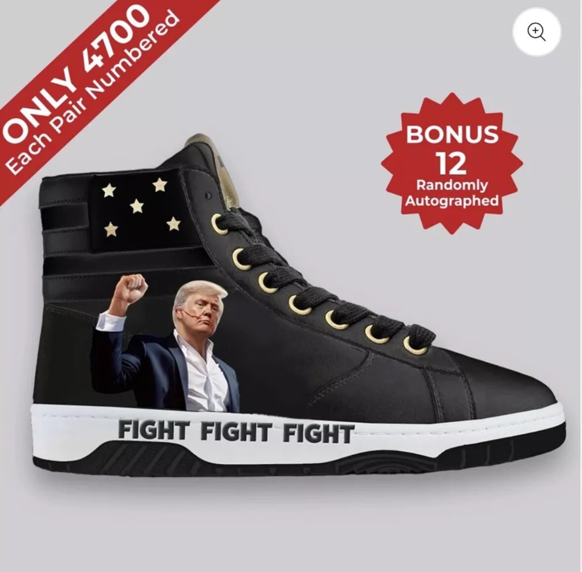 PRESALE- Trump FIGHT FIGHT FIGHT High Top Sneakers MAGA PRESALE Black ...