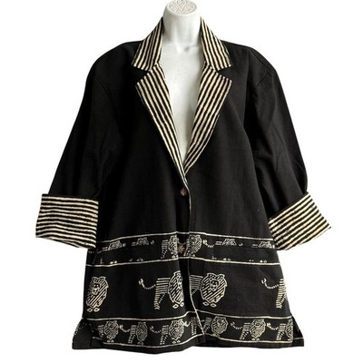 Vintage UNBRANDED African Mud Cloth Jacket Elephant Design Women's S ...