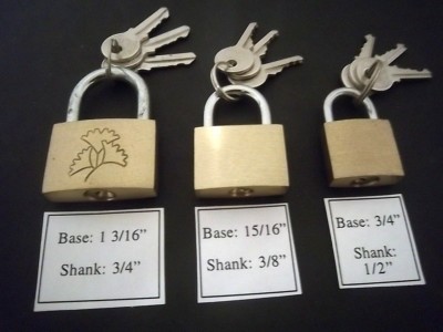 PADLOCKS: Brass Mini Set of 3 individual sizes (1 3/16, 15/16", 3/4 ...