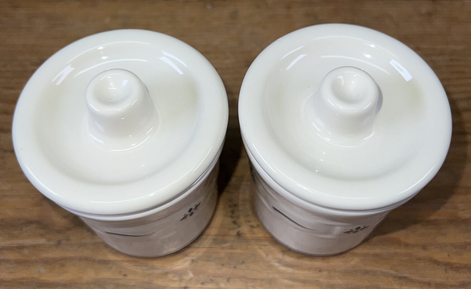 Longaberger Pottery Condiment Crock Set & Lids in Woven Traditions Blue ...