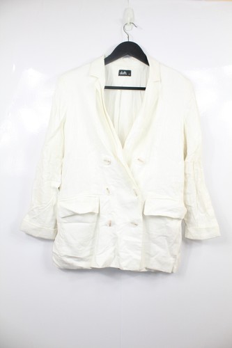 Dotti Women's White Long Sleeve Button Up Blazer Cardigan with Pockets ...