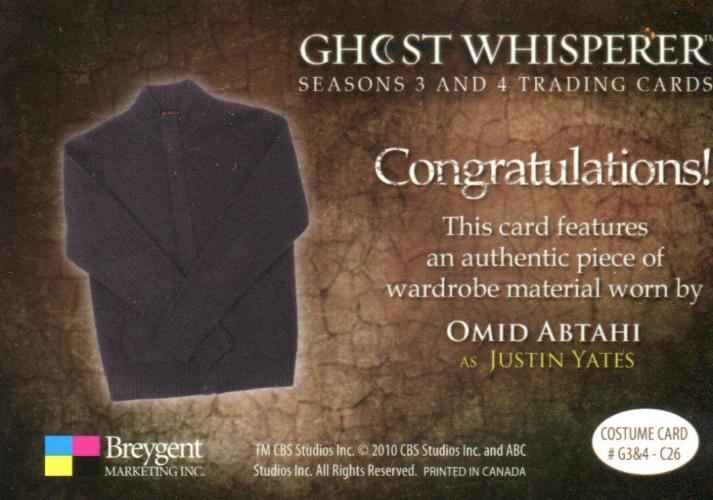 Ghost Whisperer Seasons 3 & 4 Omid Abtahi as Justin Yates Costume Card ...