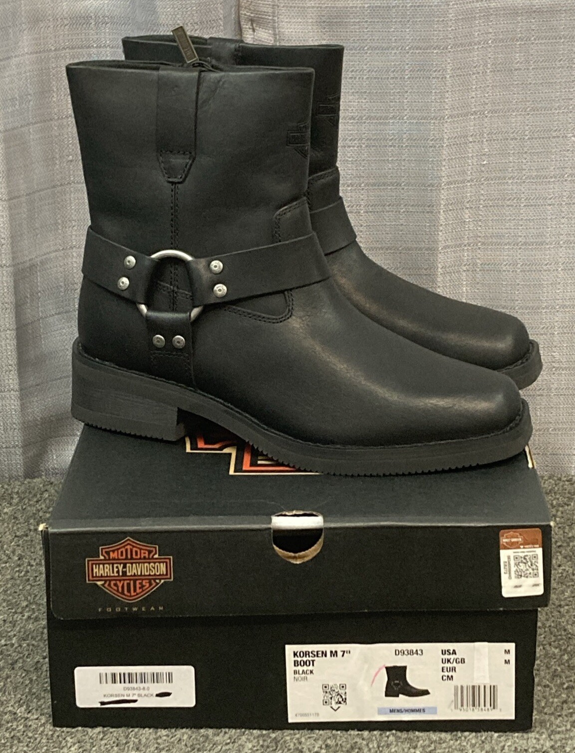 NEW GENUINE HARLEY DAVIDSON D93843 SIZE 11.5 KORSEN MEN'S 7" BOOT BLACK ...