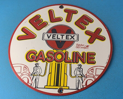 VINTAGE VELTEX GASOLINE PORCELAIN GAS MOTOR OIL SERVICE STATION PUMP ...