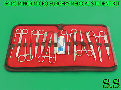 64 PC MINOR MICRO SURGERY MEDICAL STUDENT SURGICAL INSTRUMENTS FORCEPS ...