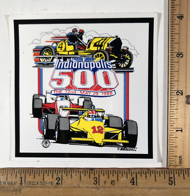 Vintage 1988 Indy 500 Event Racing Sticker Decal 72nd Indianapolis Rick ...