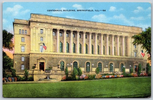 Centennial Building Springfield Illinois US Flags VINTAGE Postcard 3299 ...