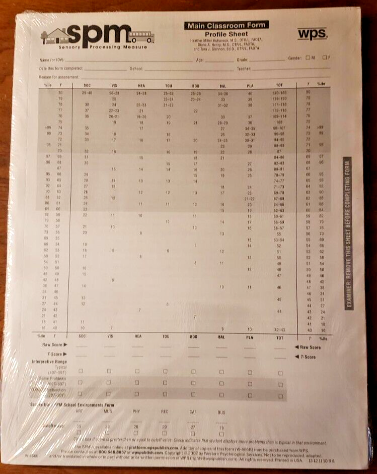 Sensory Processing Measure Scoring PDF) The Convergent Validity Of Two