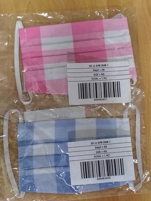 NeW JANIE JACK 2-Pc GINGHAM Blue + Pink Face MASK Mouth Cover KIDS ...