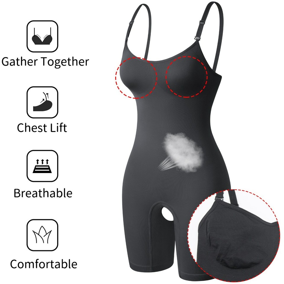 Women Tummy Control Butt Lifter Full Body Shaper Thigh Slimmer Bodysuit ...