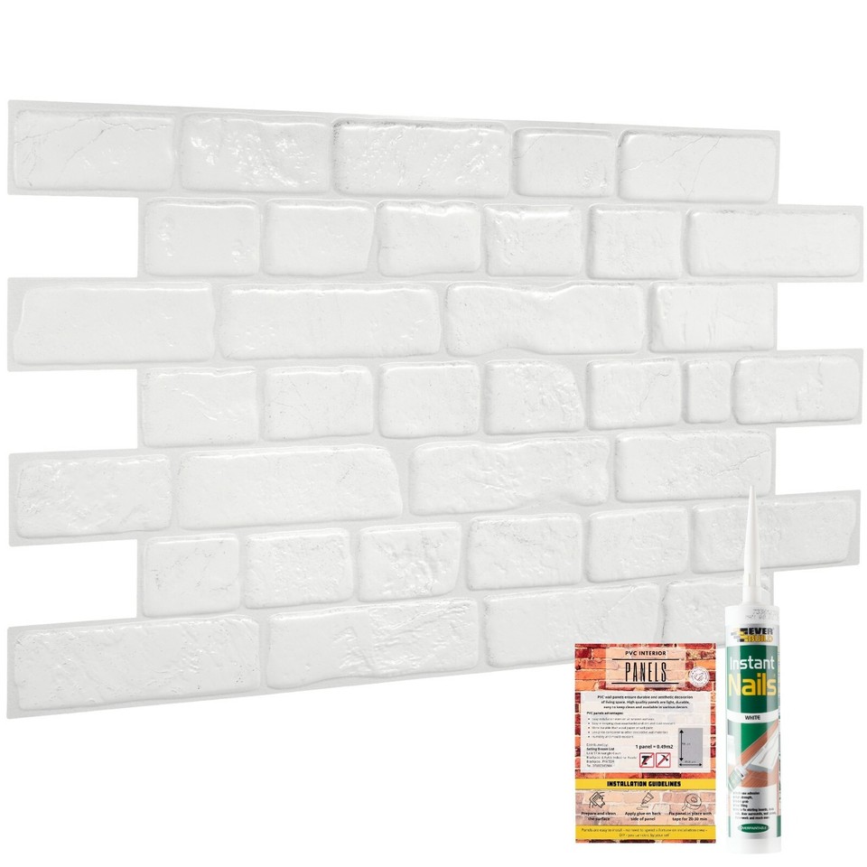 Stone Brick Effect PVC Plastic Wall Covering Panels Decorative Cladding ...