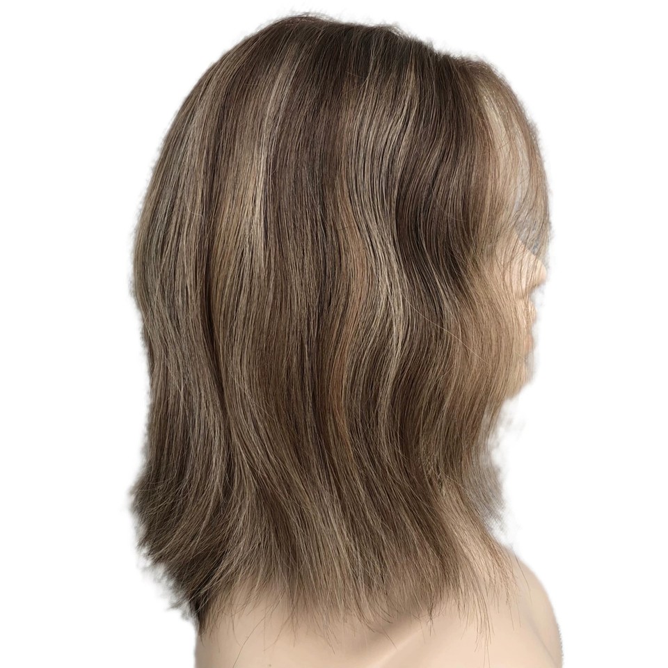 Balayage European Virgin Hair Kosher Wig Swiss Lace Front Top Jewish ...