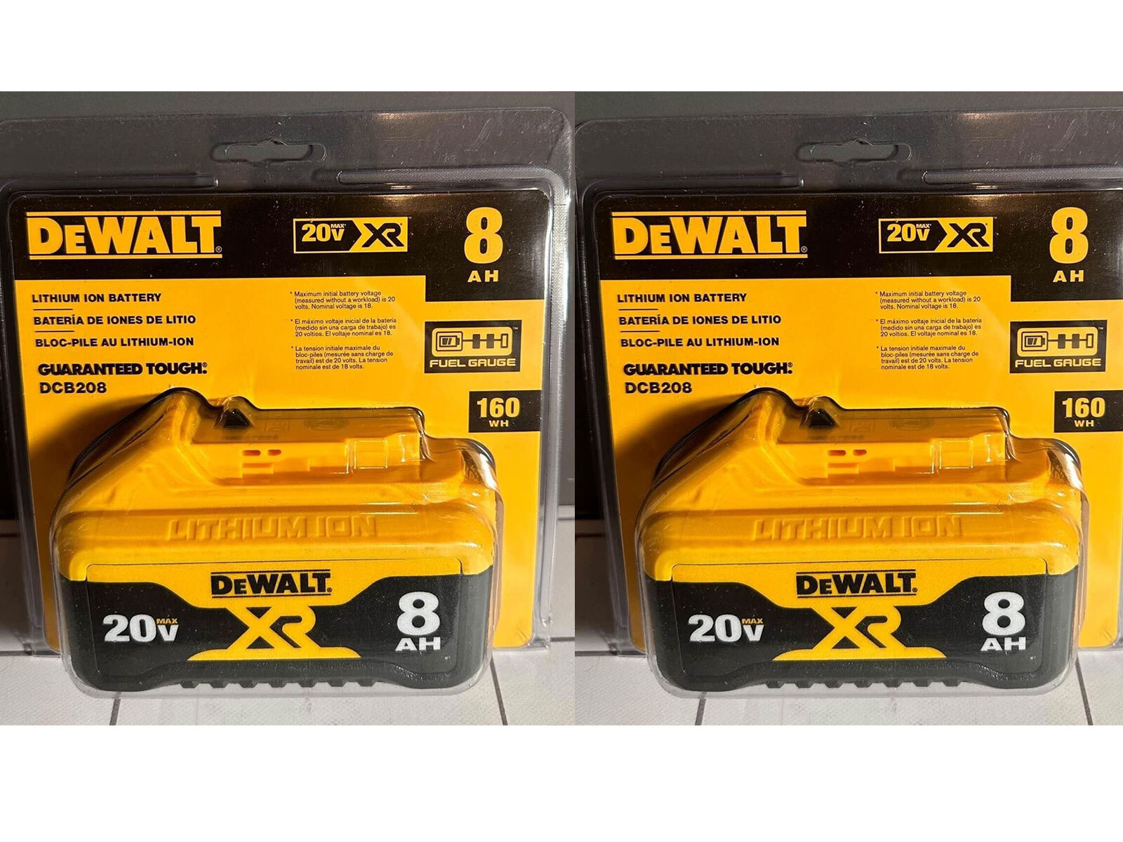 2 PACK DeWalt DCB208 20V MAX XR 8.0 AH Compact Lithium Ion Power Tool ...