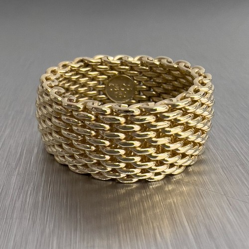 Tiffany & Co. Somerset Mesh Wide 18k Yellow Gold 10mm Ring Size 8 | eBay