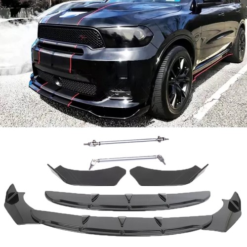 Glossy Black Front Bumper Lip Splitter & Strut Rods For Dodge Ram 1500 ...