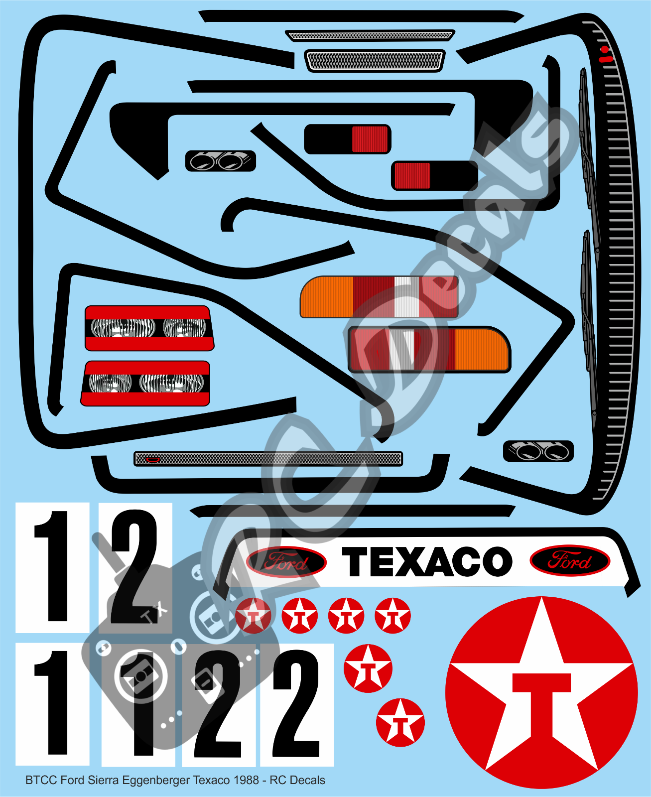1/10 Touring Car Decal Set BTCC BTCC Ford Sierra Eggenberger Texaco ...
