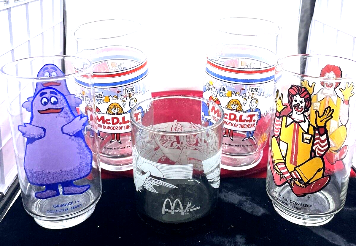 Vintage McDonalds Glasses Including Rare MCDONALDS "HAWAII GLASS" ~ Lot ...