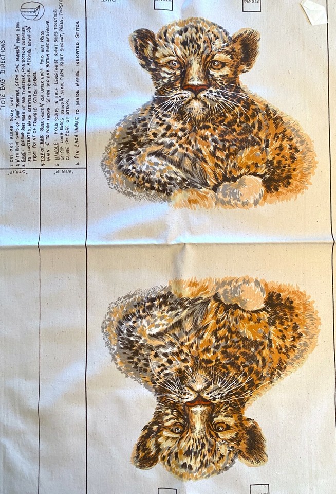 VTG Cat PURSE/TOTE BAG Canvas KIT - 1970's New Leopard Cub Print Xlarge ...